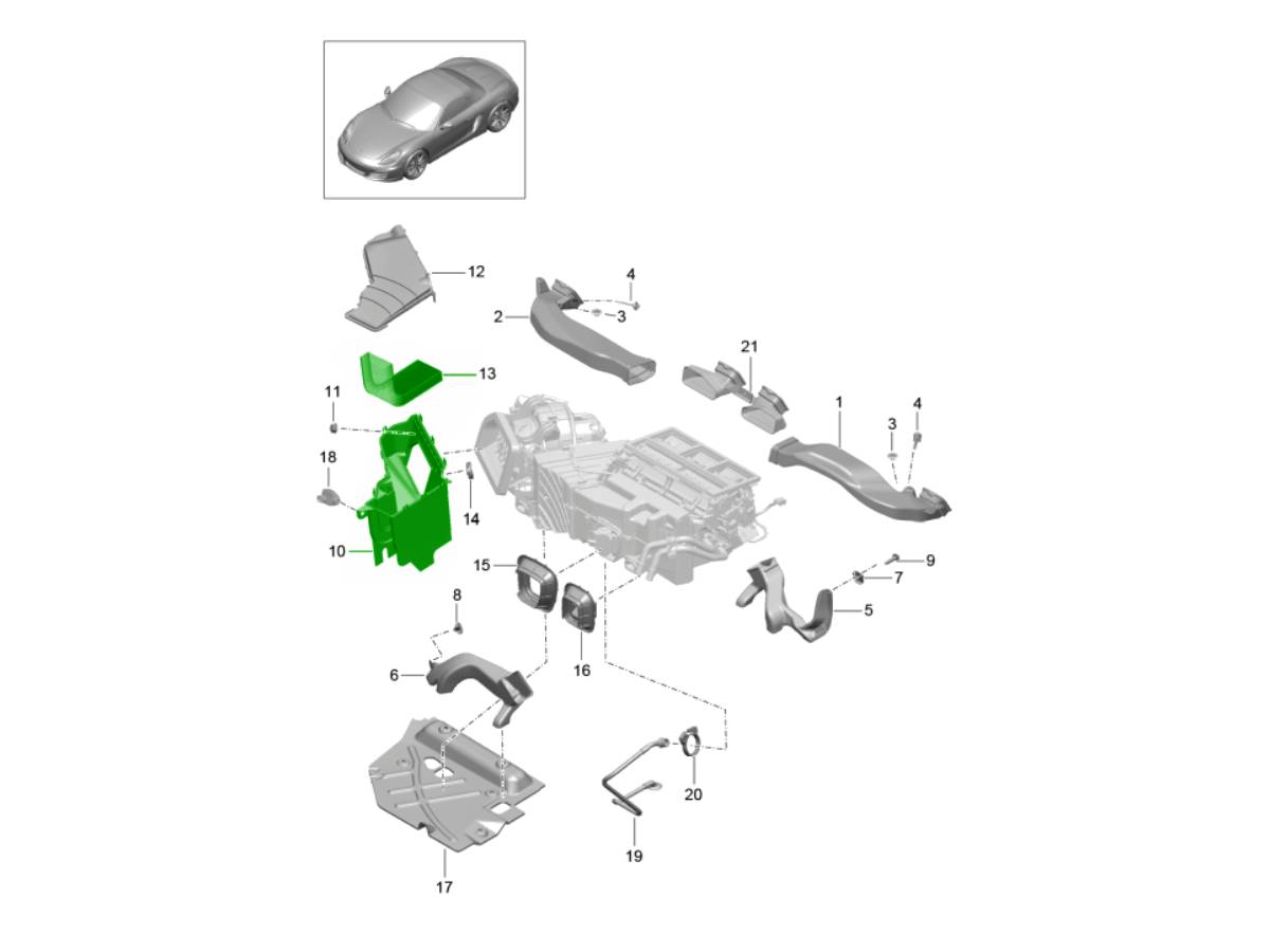 Cabin/Pollen Filter Housing - Includes Filter Element. Porsche 981/718 ...