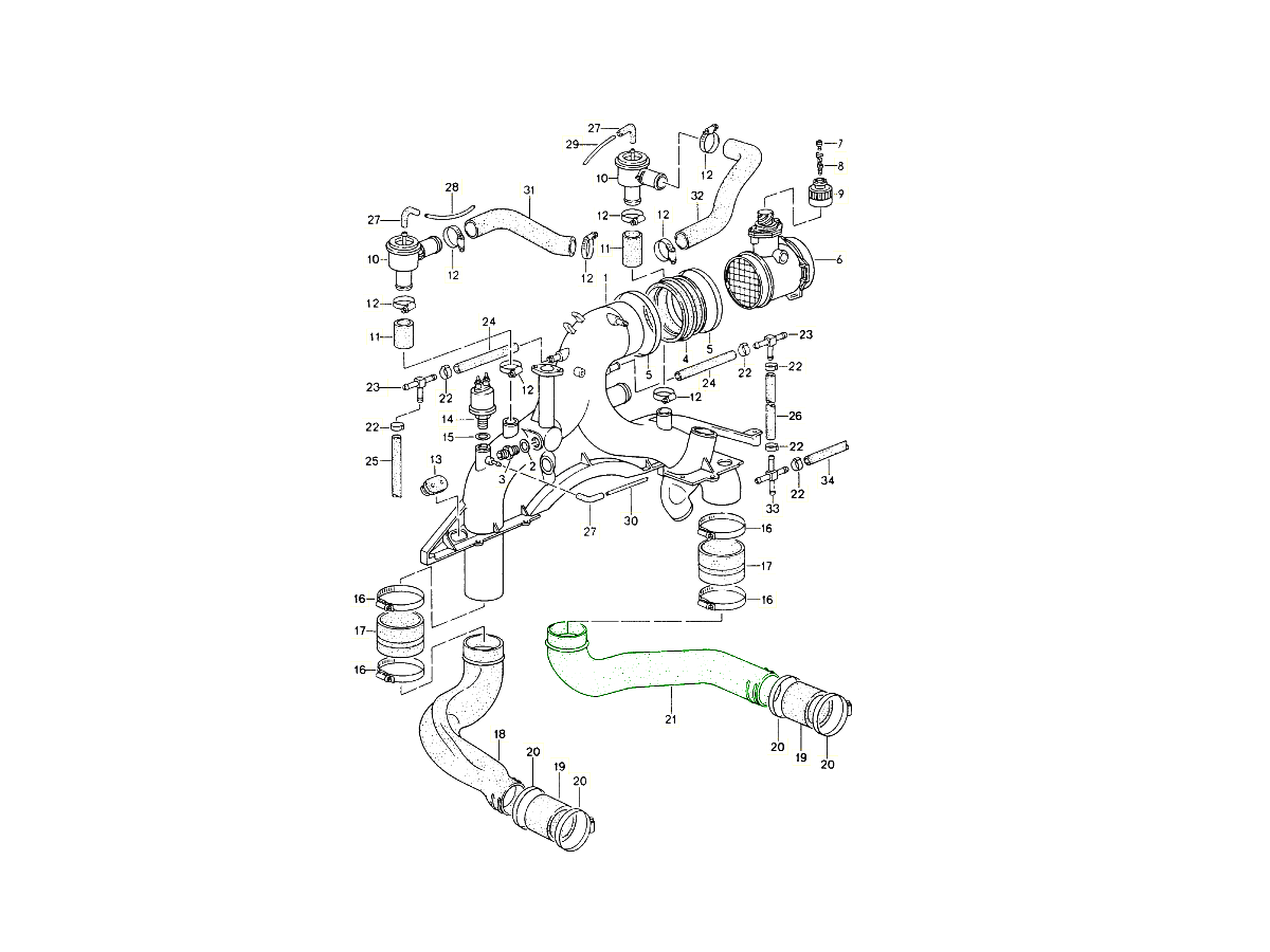 Porsche 993 Turbo Air intake manifold tube 99311063053 - 99311063053 ...