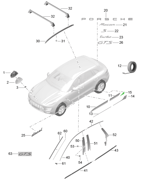 Porsche Macan Stone guard film for rear door 95B854931 95B854932 ...