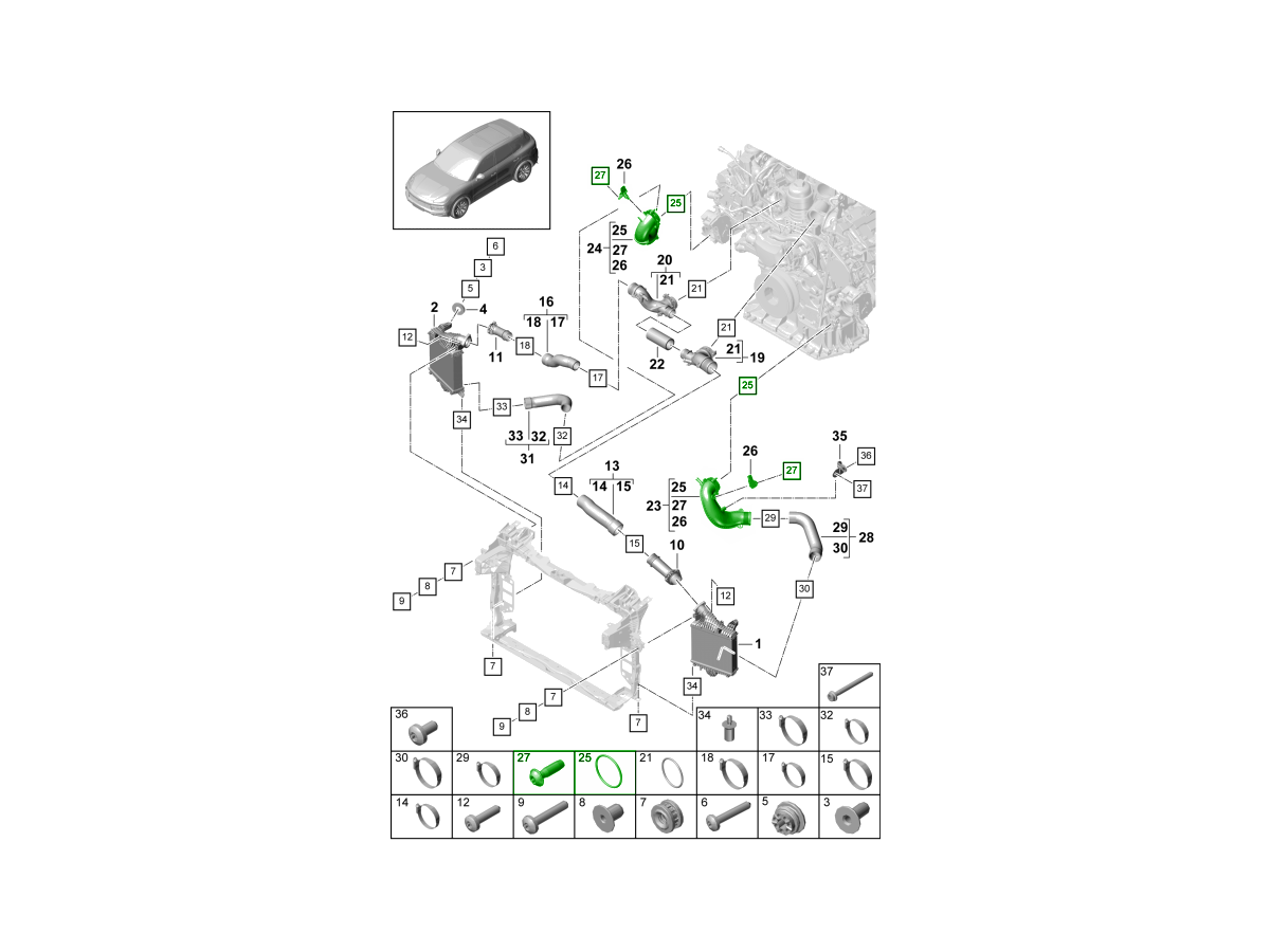 Hose - Intercooler Outlet to Throttle Body. Porsche 9YA Cayenne GTS ...