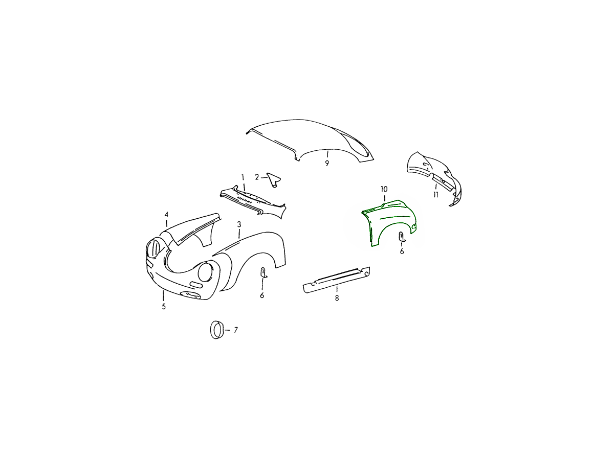 Rear wheel arch repair panel. Porsche 356 Pre A 1953-55 35651313 356 ...