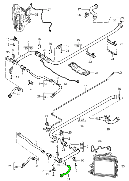 Kaufen Porsche Cayman 987C/981C (2005-2016) Wasser-/Kühlmittelschläuche ...