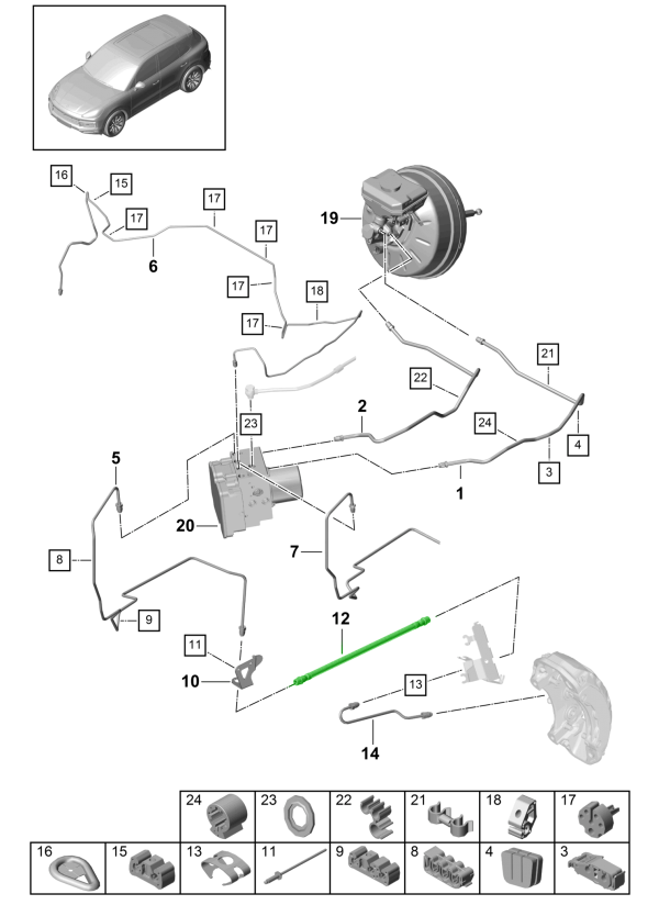 Porsche Brake Hose Rear 971611775 - 971611775/1::1 | Design 911