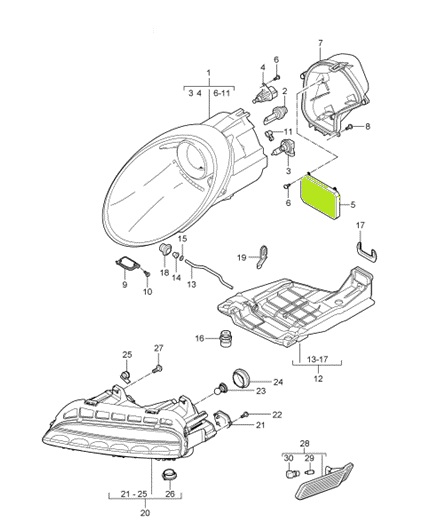 Headlamp control unit. Porsche 987 / 997 - 99763118300/1 | Design 911