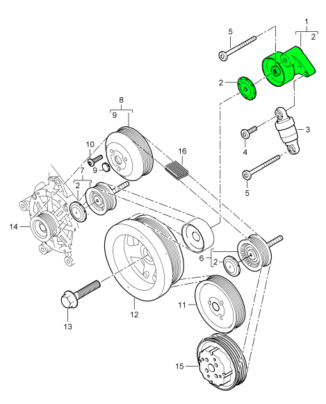 Porsche Cayenne Panamera Drive Belt Tensioning Roller Lever 94810240375 ...