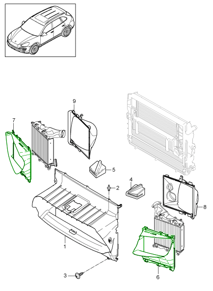 Porsche 958 Cayenne Turbo Air Duct 95857532100 95857532200 ...