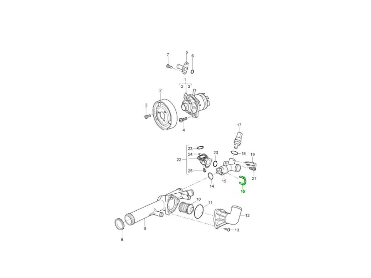 Retaining spring coolant connection. Porsche 957 Cayenne 3.6ltr / 958 ...