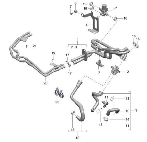 Heater hose auxiliary heater supply. Porsche 95B Macan V6 - 95B819332B ...