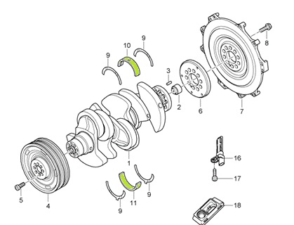 Crankshaft main bearing set. Porsche 958 Cayenne S Hybrid / 970 ...