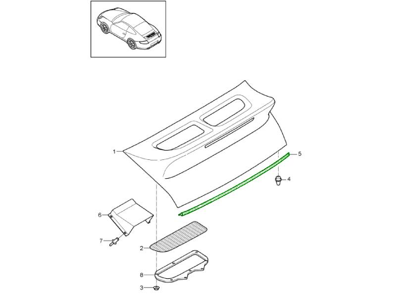 Rear Spoiler Water Deflector Black | Porsche 911 (997) 9975125450001C ...