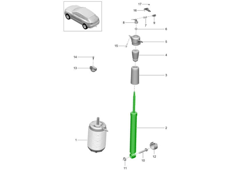 Shock absorber rear. Porsche 95B Macan 95B513035H, 95B513035 ...