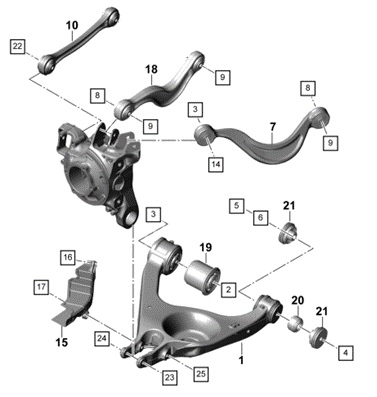 Brazo de control de vía superior trasero. Porsche 971 Panamera ...