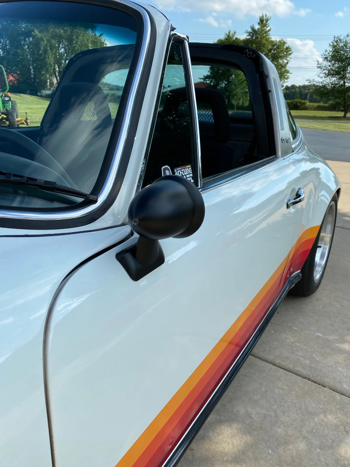 Aluminium bullet mirror, in Satin Black for Porsche 911 1975-1988 Flag ...