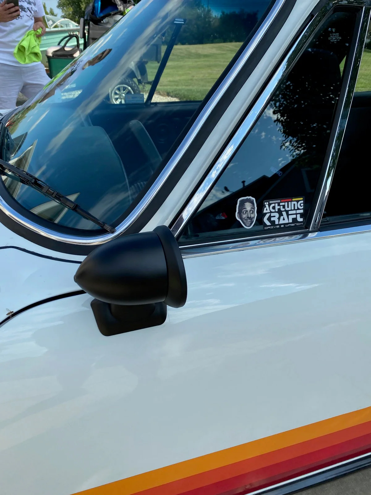 Aluminium bullet mirror, in Satin Black for Porsche 911 1975-1988 Flag ...