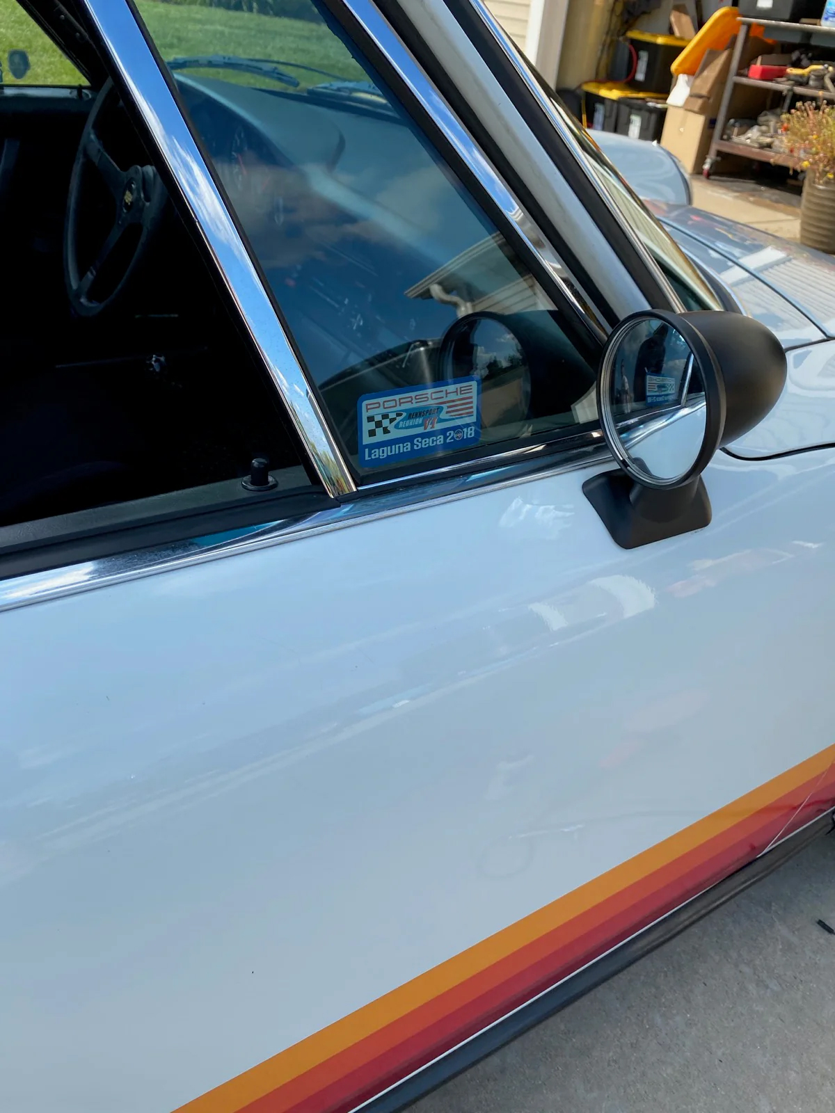 Aluminium bullet mirror, in Satin Black for Porsche 911 1975-1988 Flag ...