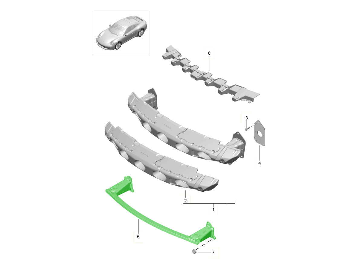 Porsche 982 Boxster Front bumper lower impact bar 99150553107 ...
