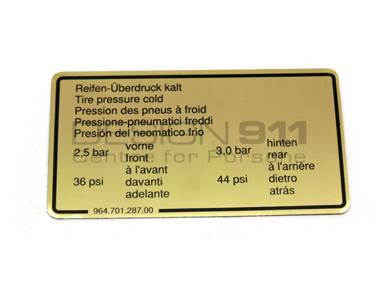 Porsche 944 Sticker Tyre Pressure 96470128700 - 96470128700 | Design 911