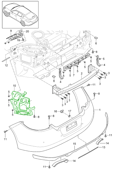 Porsche 970 Panamera Rear Bumper Support with Heat Protection ...
