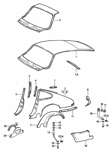 Porsche 930 Turbo Rear 1/4 panel turbo coupe 93050306101GRV and ...