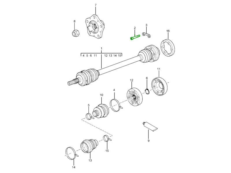 Driveshaft bolt. Porsche 996 Turbo Tiptronic gearbox 90006712102 ...