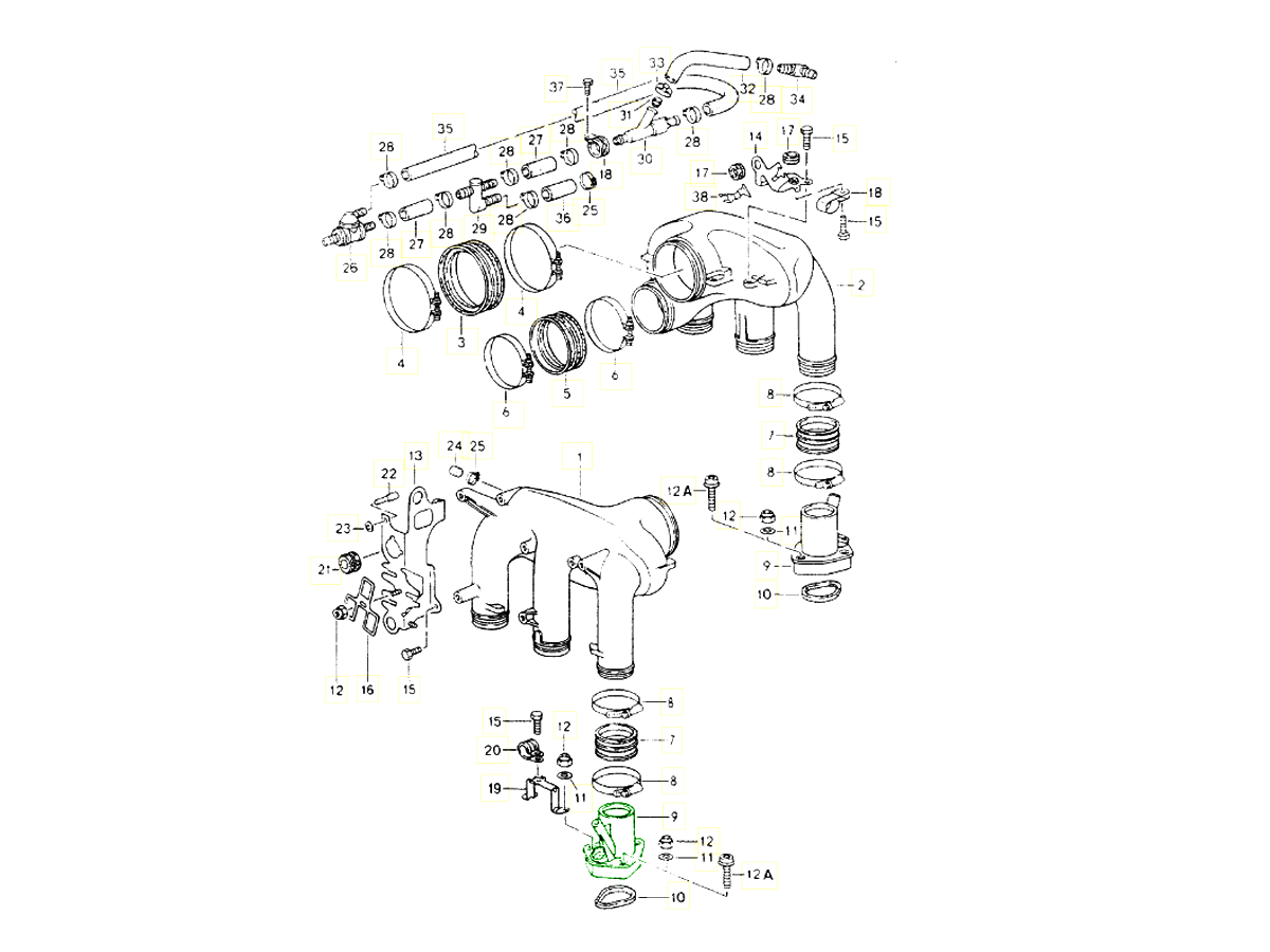 Porsche 964 Intake manifold 96411071101 - 96411071101 | Design 911
