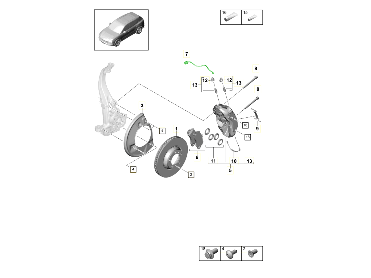 Porsche 9YA Cayenne Brake pad wear sensor Front 9Y0907253B - 9Y0907253B ...