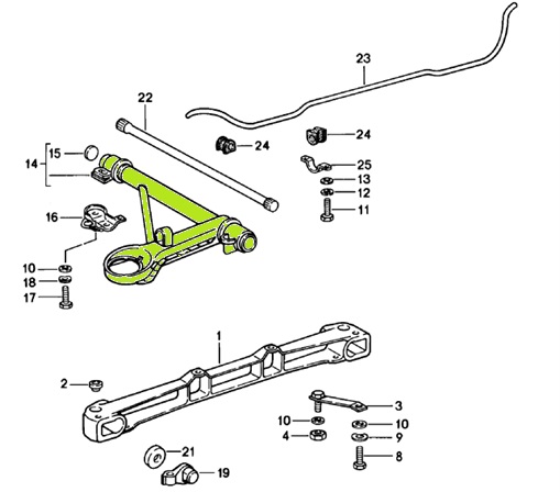 Wishbone front (A-Frame). Porsche 911 1974 - 1989 - 91134190101 ...