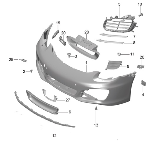 Front bumper grille. Porsche 981 Boxster - 981505563001EO | Design 911
