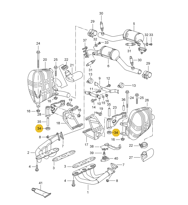 exhaust-support-bracket-sound-absorber-porsche-996-997-99711122930 ...