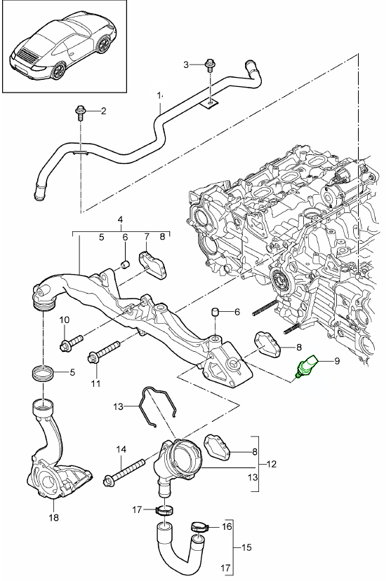 Water Temperature Sensor Porsche 99760642000 - 99760642000 | Design 911