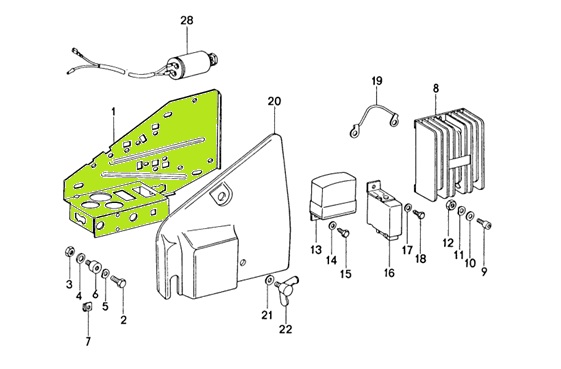 Modified mounting panel relay and regulator engine bay. Porsche 911 ...