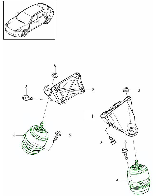 Porsche 970 Panamera DIESEL Engine mount 97037505720 - 97037505720/1 ...