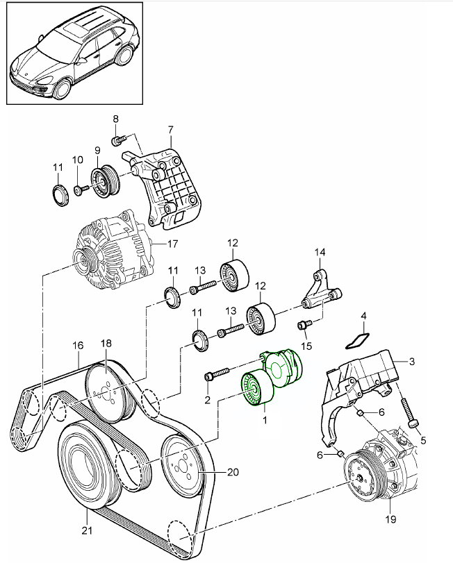 Porsche Cayenne Panamera Macan belt tensioner roller 958903133 ...