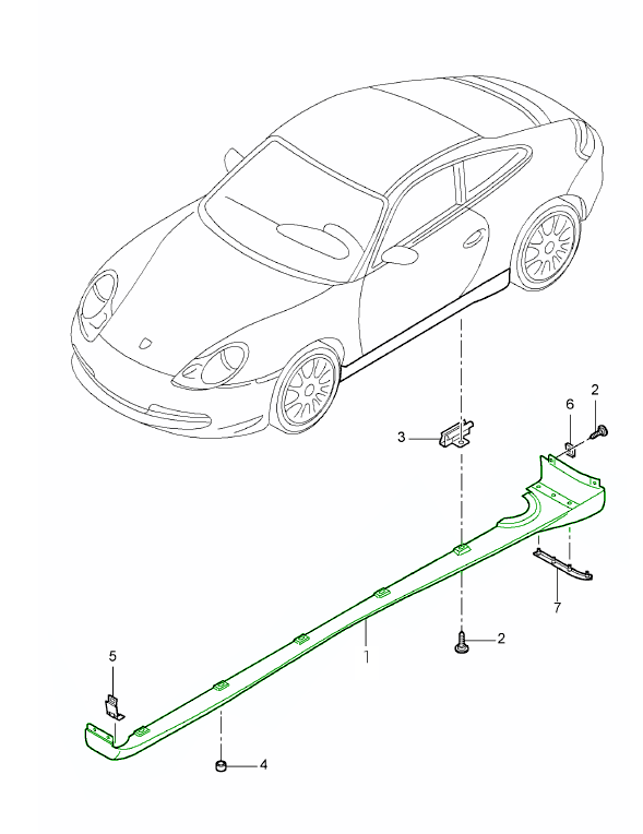 Porsche 996 Side sill trim skirt 9965043630001C and 9965043640001C ...