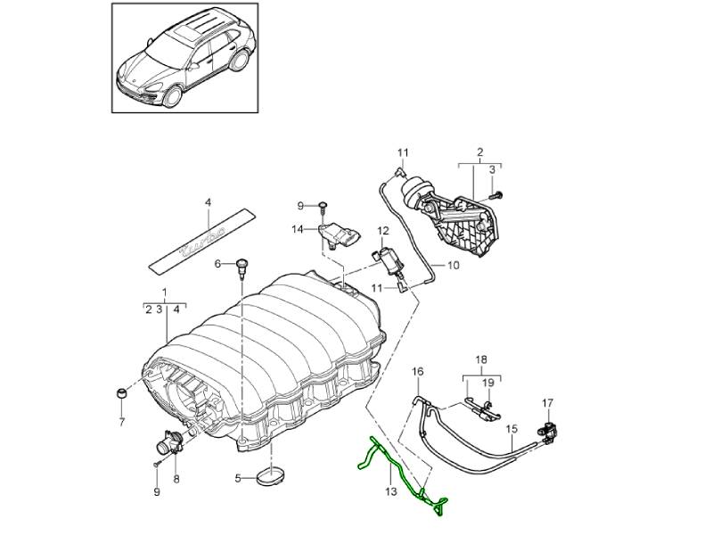 进气分配器真空管路。保时捷 92A / 9PA1 卡宴 / 970 Panamera 2007-18 94811035800 ...