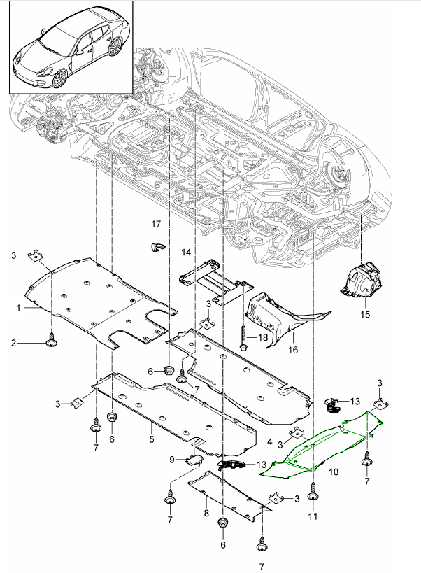 Porsche 970 Panamera Rear undertray cover 97050411508 - 97050411508 ...