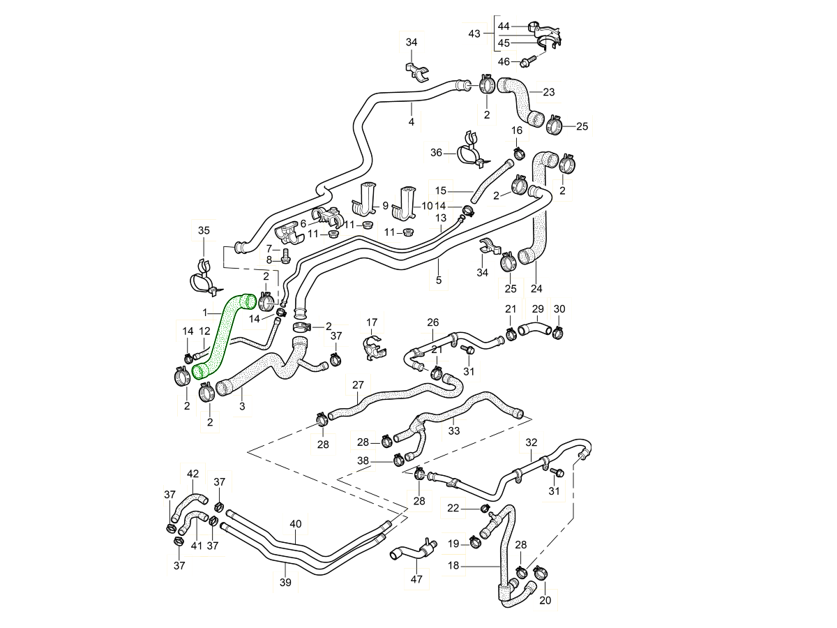 Porsche 996 C4 Kühlmittelzulauf-Wasserschlauch 99610674006 99610674004 ...
