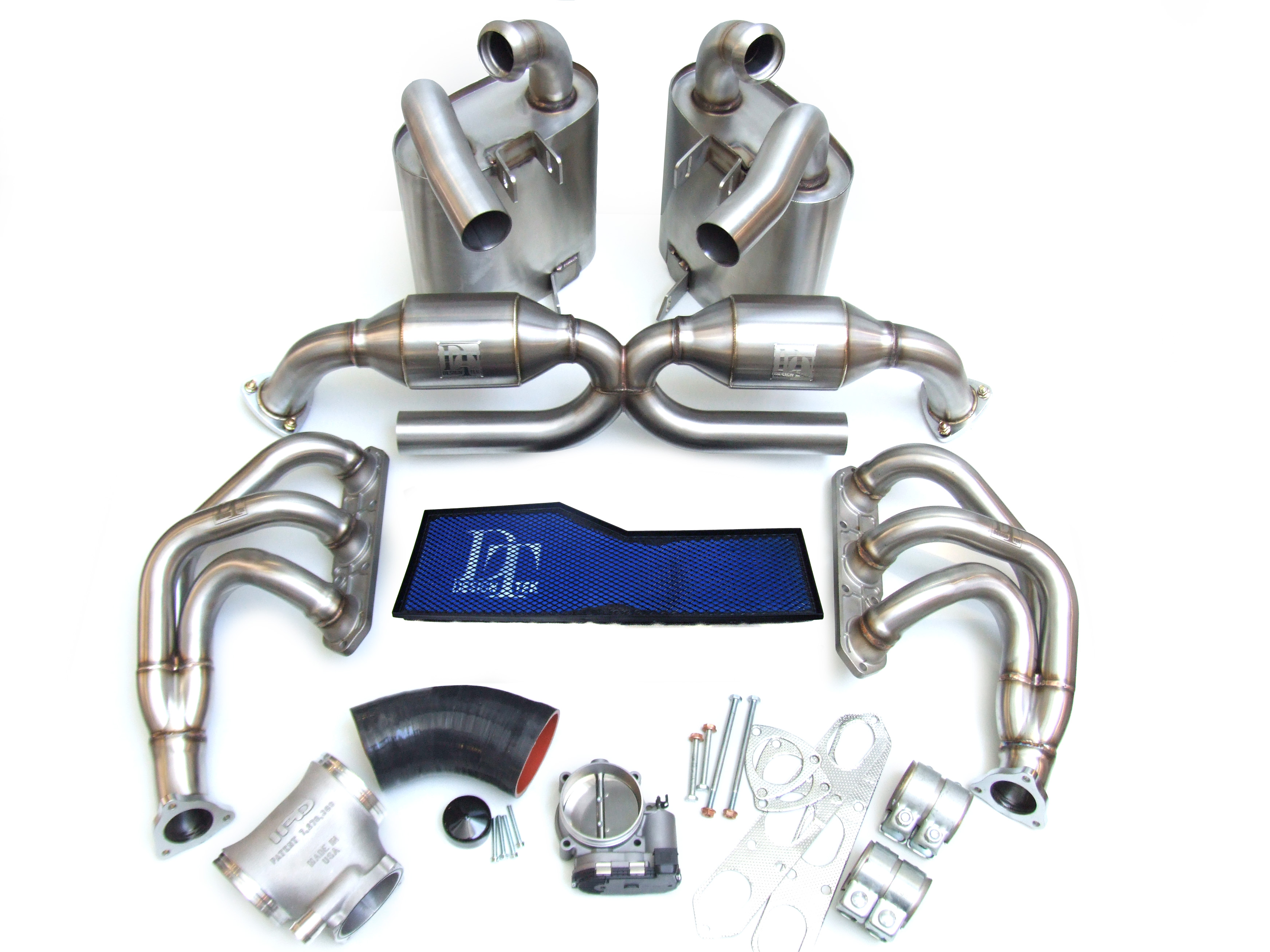 Exhaust Package + Plenum 82mm Throttle Body + Induction Kit Porsche 997 ...