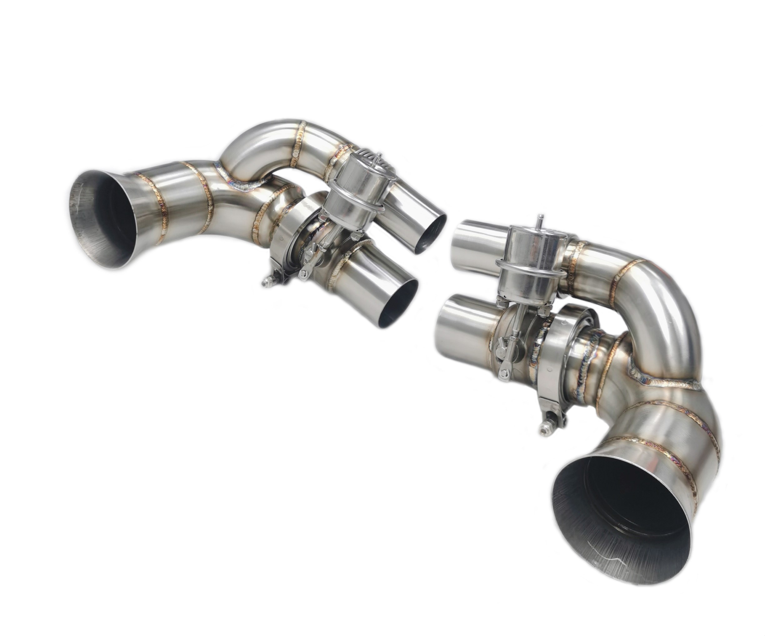 Sports exhaust side silencer straight pipe with valves Porsche 991 GT3 ...