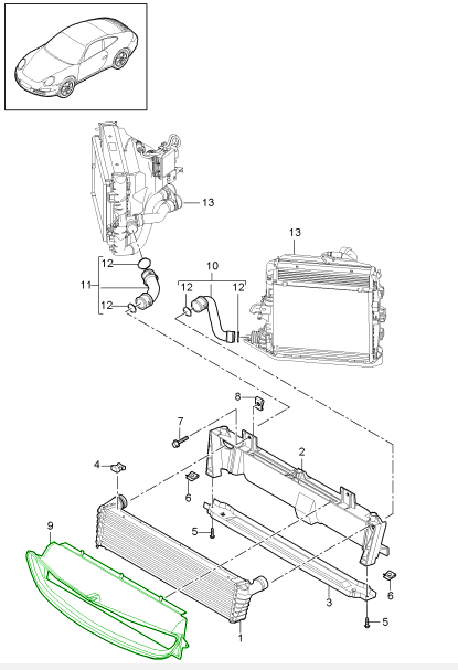 Porsche 997 Front Bumper Centre Grille 99757514107 - 99757514107 ...