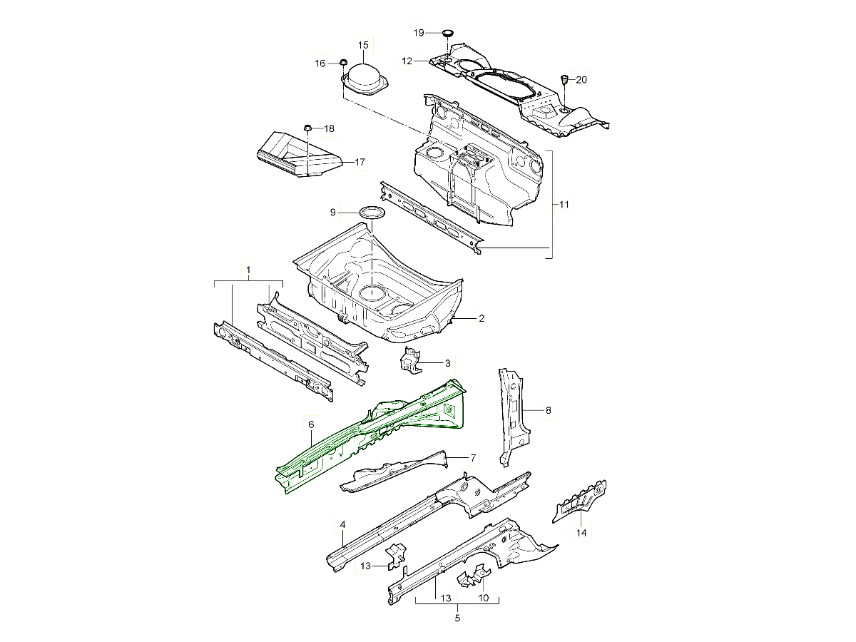 Porsche 997 987 Boxster Cayman Wheel housing inner side member ...