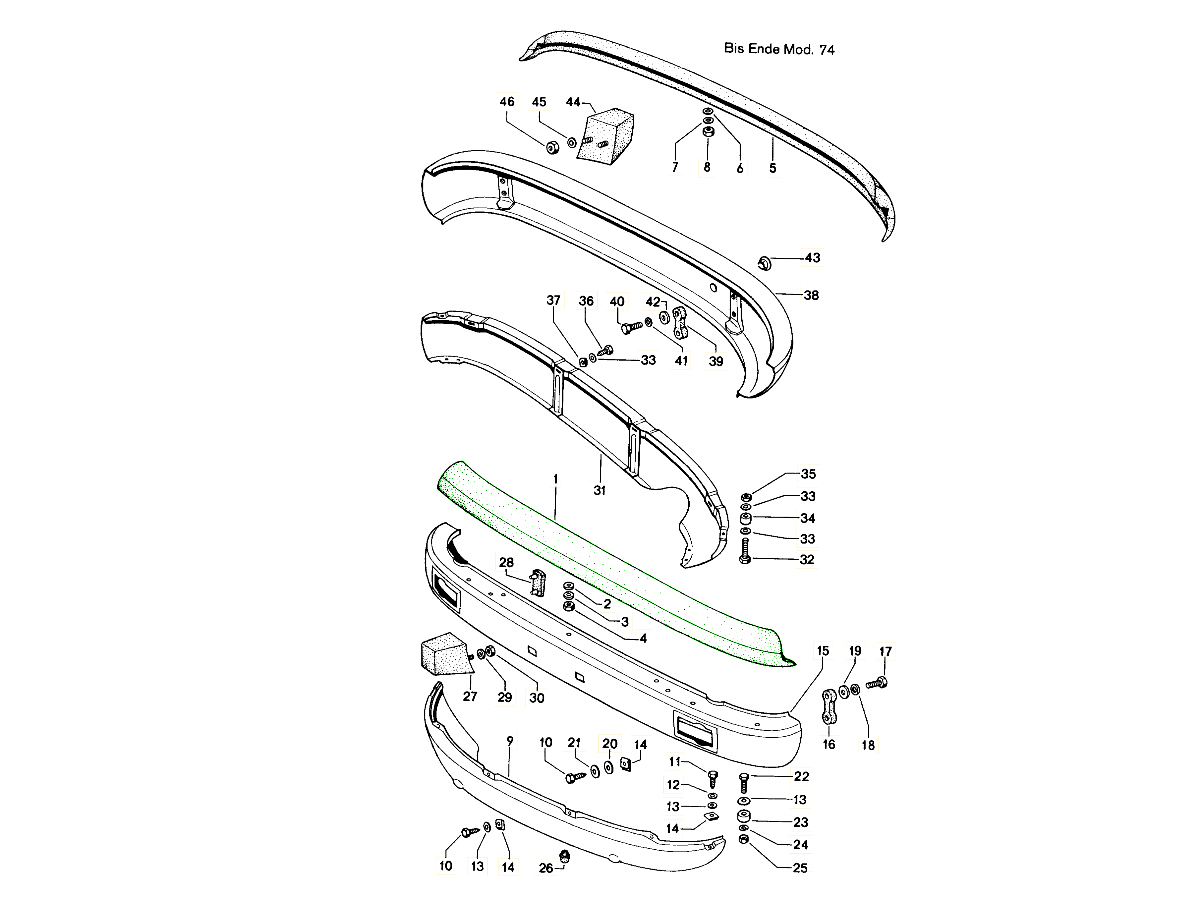 Porsche 914 Front bumper top rubber protective strip 91450302310 ...
