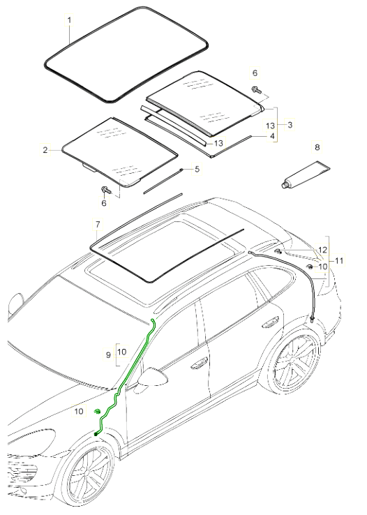 Porsche 958 Cayenne Water drain hose 95856420200 and 95856420100 ...