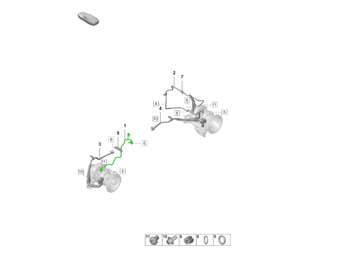 Porsche 992 Turbocharger oil pressure line 0PB115223B 0PB115223D ...