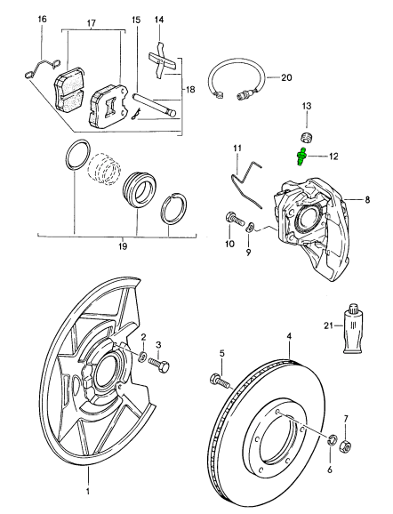 Porsche 924 Brake Caliper Bleeding Nipple With Cap 94435195700 ...