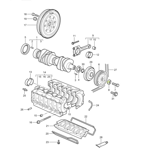 Pressure washer crankshaft pulley. Porsche 987 / 997.1 - 99610231552 ...