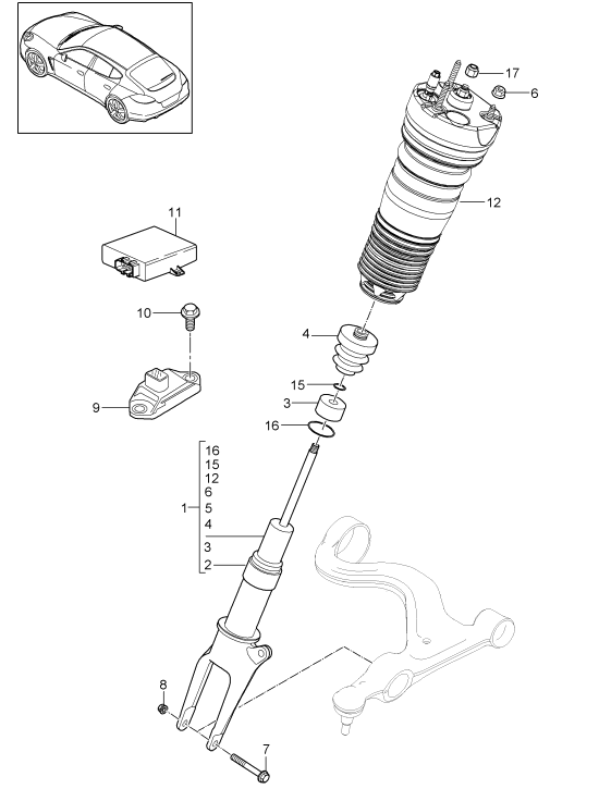 Porsche Panamera Shock Absorber Spring Front Air Suspension type ...