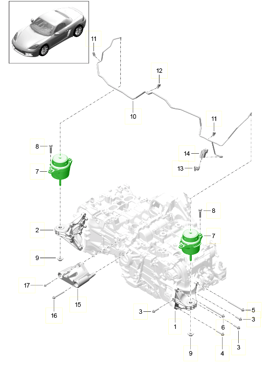 原装保时捷 982199131B 982199131C 982199131D 发动机支架适用于保时捷 982 718 Boxster 和 ...