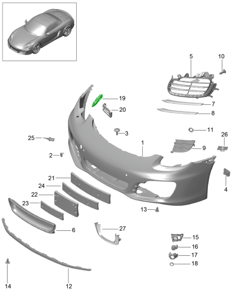 Porsche 981 Boxster Front Bumper Holder Side Bracket 98150553500 ...