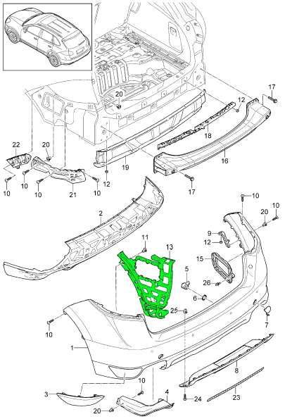 Porsche 958 Cayenne Rear Bumper Support 95850537700 95850537800 ...
